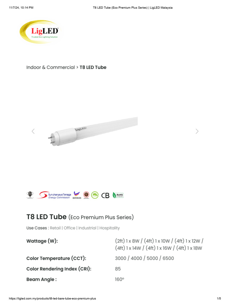 T8 LED Tube (Eco Premium Plus Series) - LigLED Malaysia | PDF ...