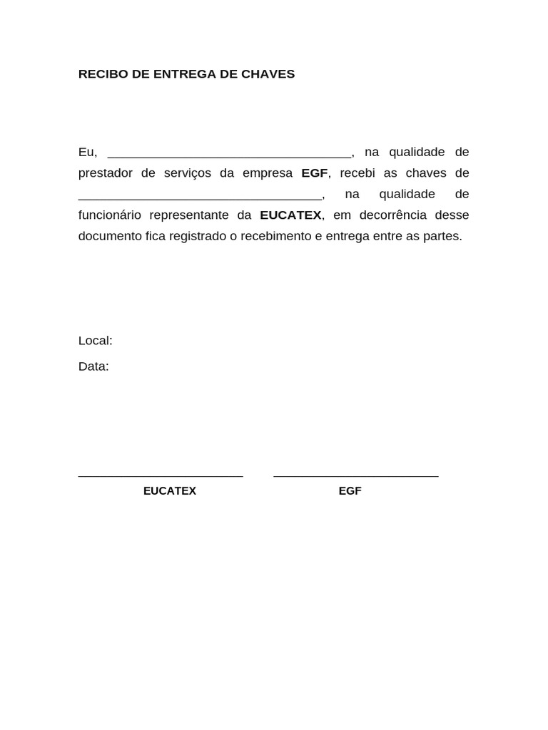 Recibo de Entrega de Chaves | PDF