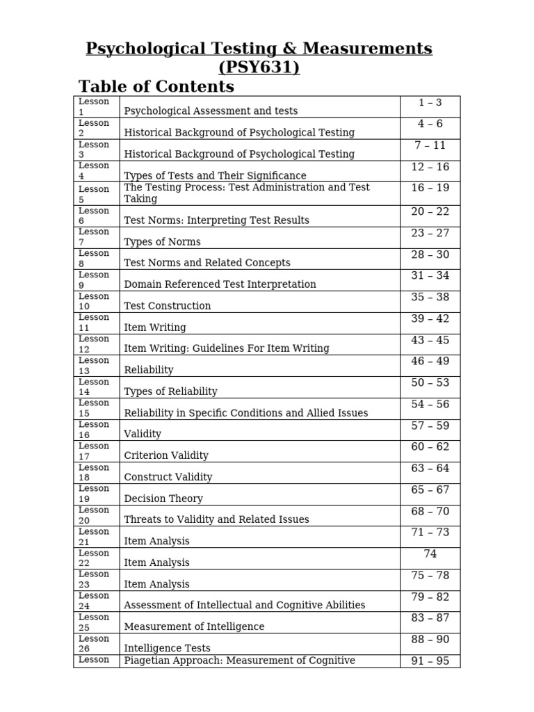 PSY631 Complete Handouts | PDF | Psychology | Psychological Testing