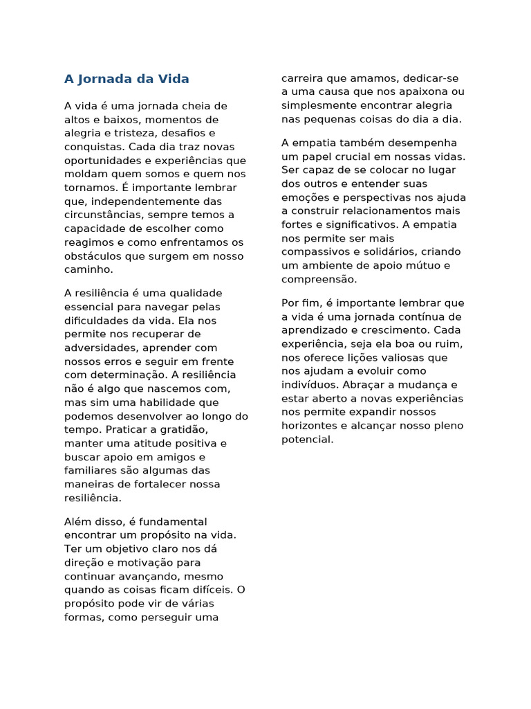 A Jornada Da Vida | PDF