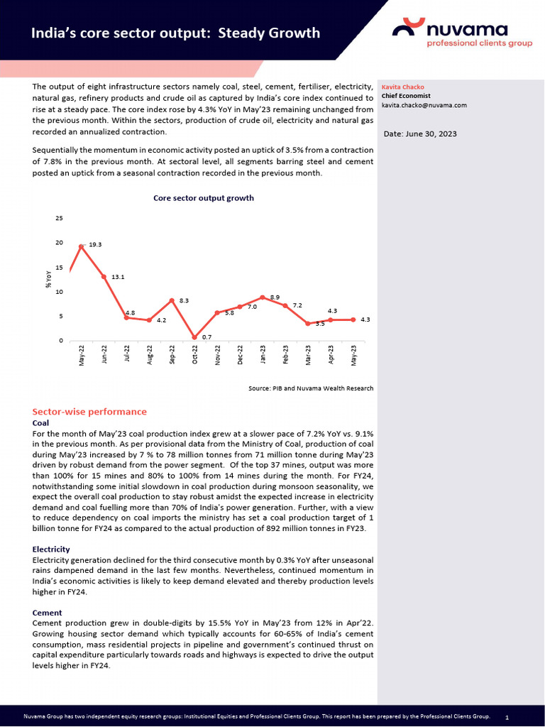 India's Core Sector Output Steady Growth | PDF | Securities (Finance ...