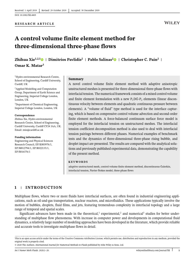 Xie Et Al-2020-International Journal For Numerical Methods in Fluids | PDF | Finite Element ...