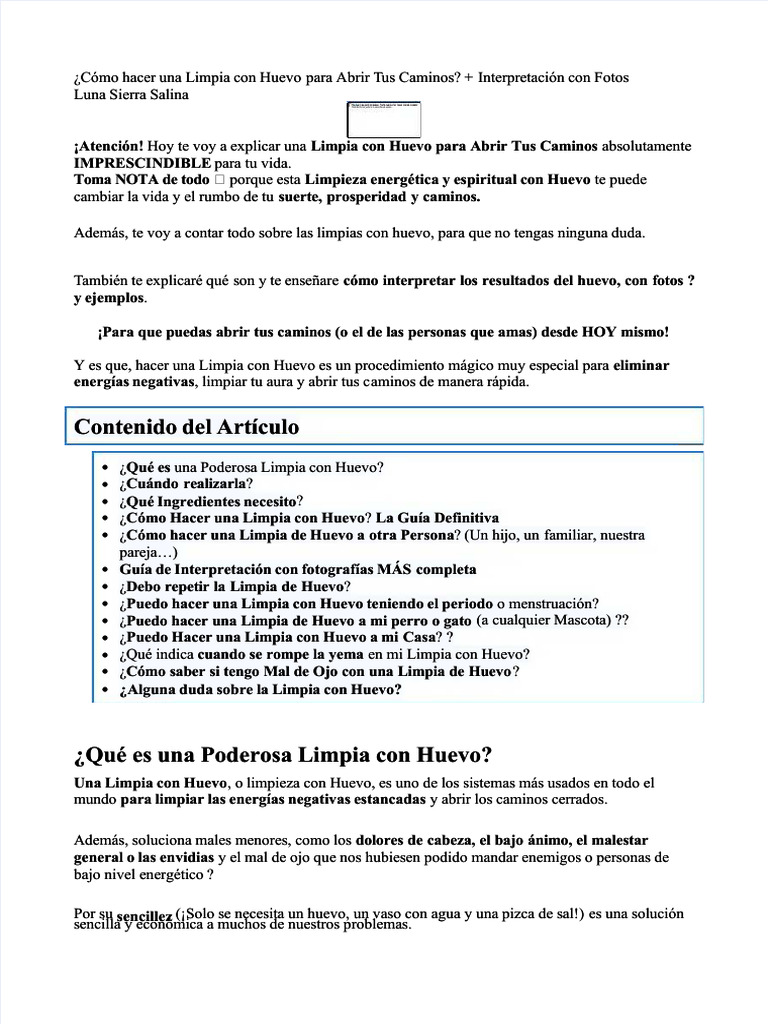 Interpretacion y Limpia de Huevo | PDF | sal | Agua
