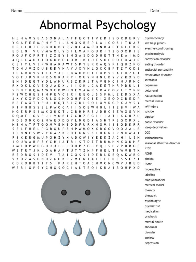 Abnormal Psychology Word Search | PDF | Attention Deficit Hyperactivity ...