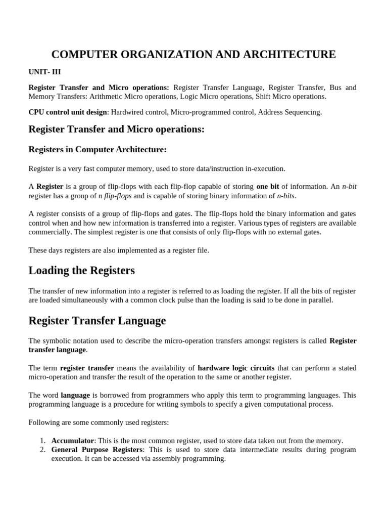 COA unit - III notes | PDF | Logic Gate | Digital Electronics