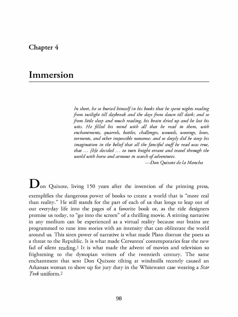 Immersion - Janet H. Murray - Hamlet On The Holodeck - The Future of Narrative in Cyberspace ...