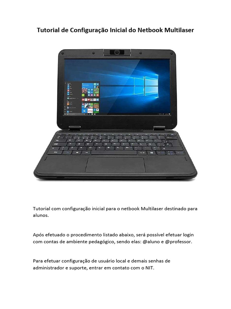 Tutorial Configurao Inicial Netbook Multilaser | PDF
