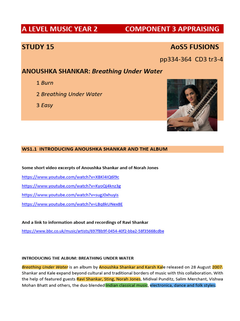 WS1.1 Study 15 Anoushka Shankar | PDF | Performing Arts