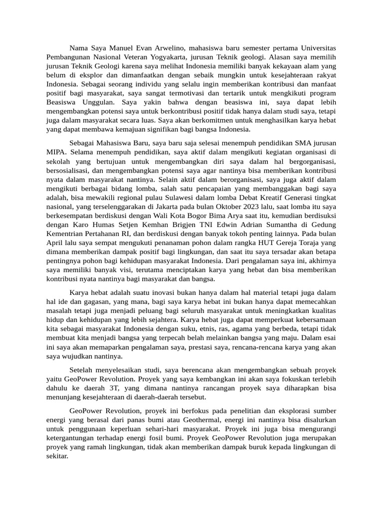 Draf 1 - Essai - Manuel Evan Arwelino | PDF | Sains & Matematika