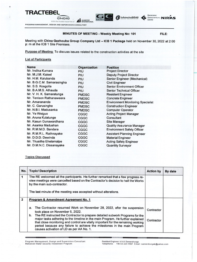 Minutes - WPM 101 Signed | PDF