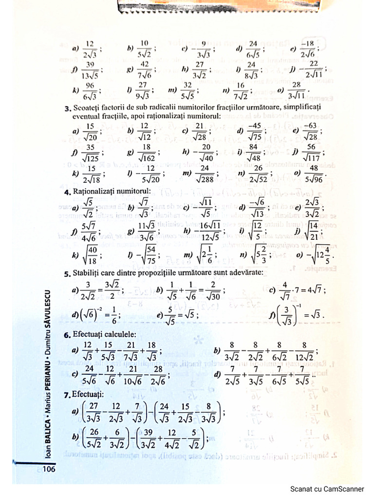 Rationalizare Fisa de Lucru Cls 7 | PDF