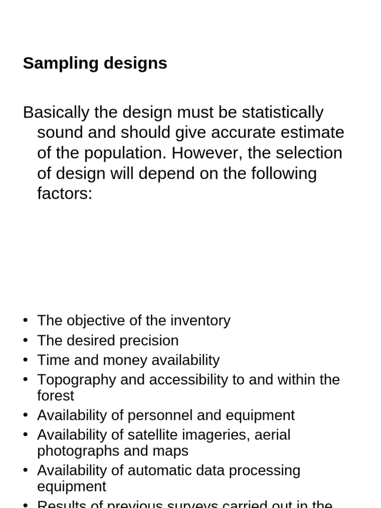 4b Sampling Designs | PDF | Sampling (Statistics) | Statistics 4b Sampling Designs | PDF | Sampling (Statistics) | Statistics
