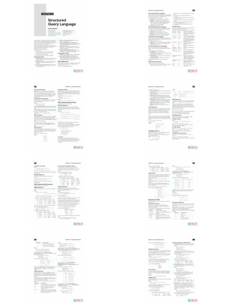 691080919-Xii-SQL-Full-Notes - Booklet | PDF