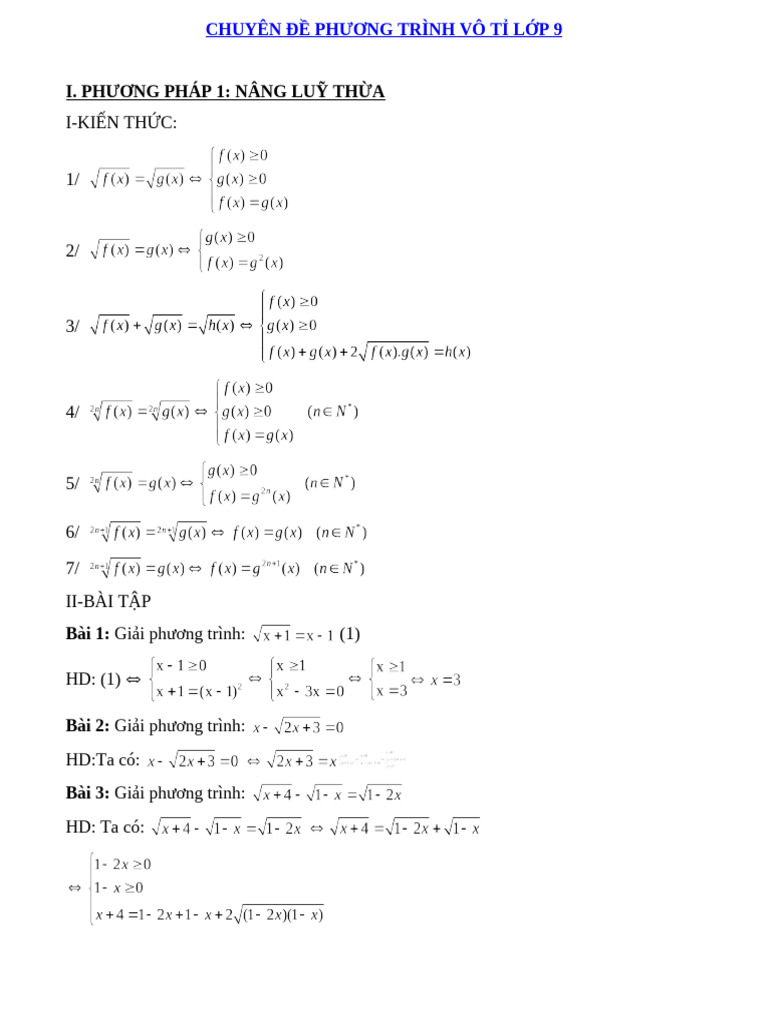 Cach Giai Phuong Trinh Vo Ti Lop 9 | PDF
