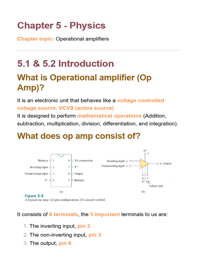 Chapter 5 - Physics-2 | PDF | Amplifier | Operational Amplifier