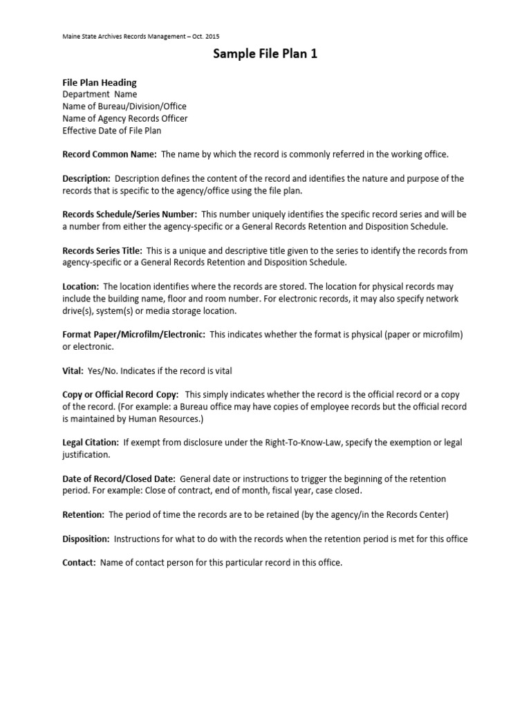 samplefileplan | PDF | Records Management | Computing