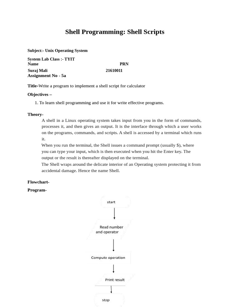 Shell Script Calculator Program | PDF