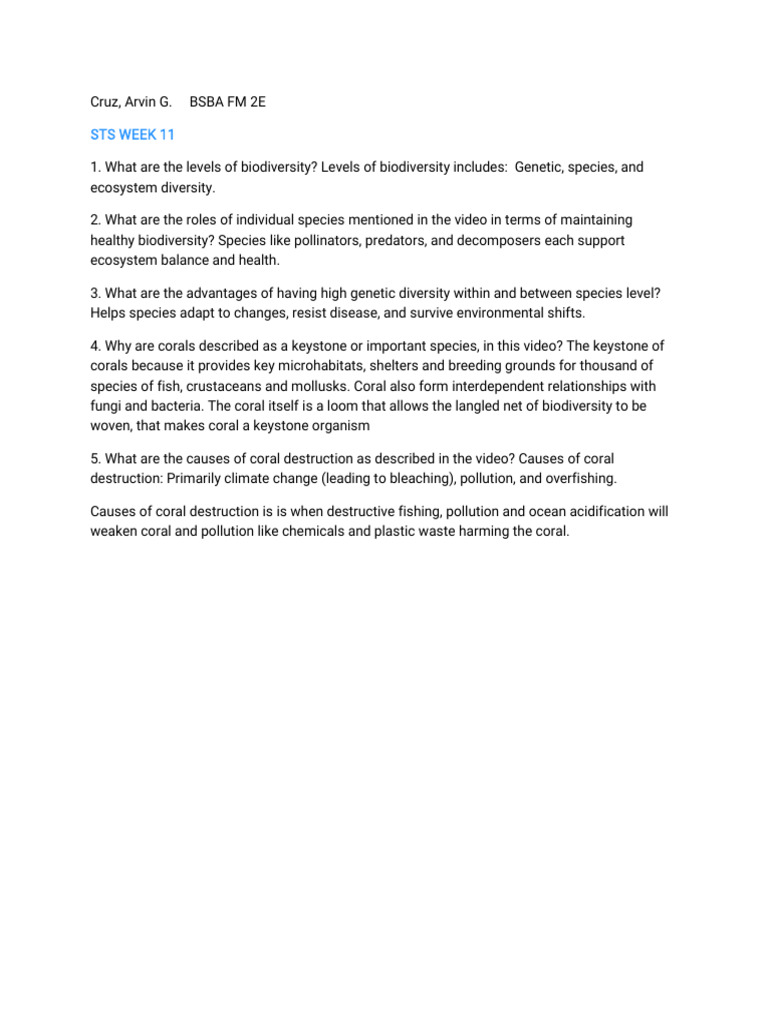 Biodiversity and Coral Conservation | PDF | Wellness | Technology & Engineering