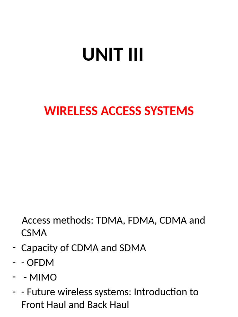 UNIT3-1 | PDF | Channel Access Method | Mimo