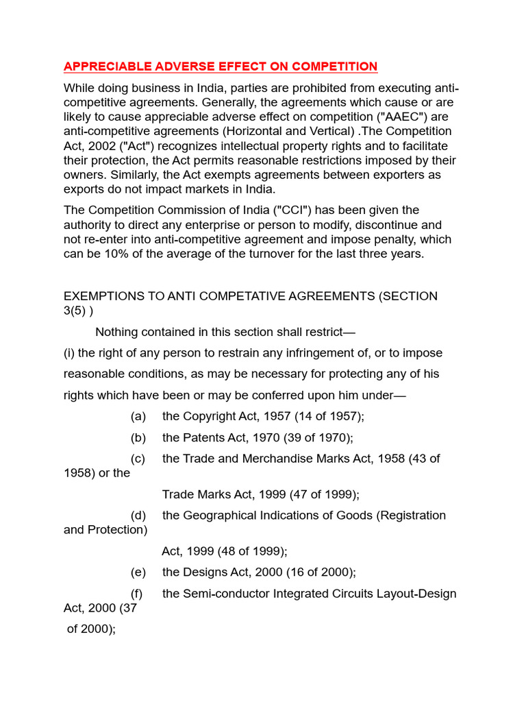 Appreciable Adverse Effect On Competition | PDF | Mergers And ...