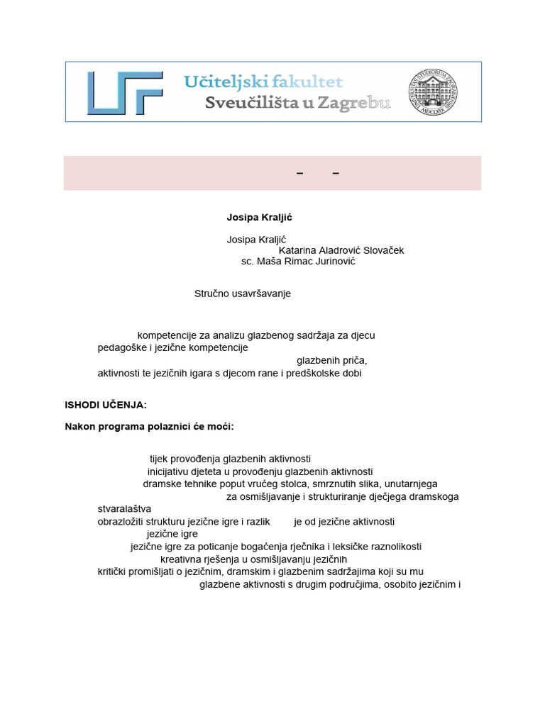 2024 Program Kreativni Program Glazba Jezik Drama | PDF