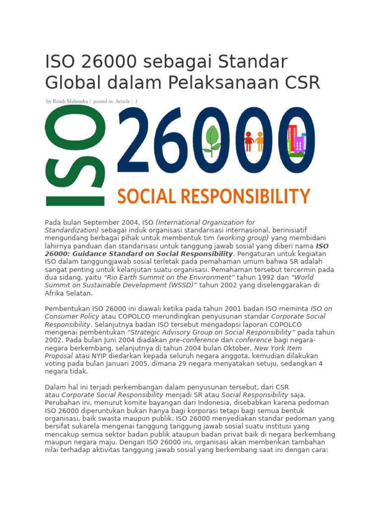 Iso 26000 CSR | PDF | Pengelolaan Keuangan & Uang