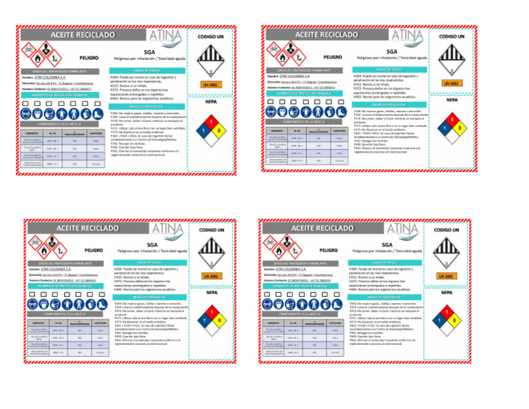 Rotulo Aceite Reciclado | PDF