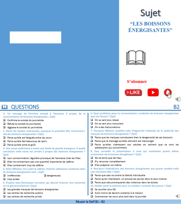 Boissons énergisantes : enjeux B2 | PDF | Boisson | Caféine