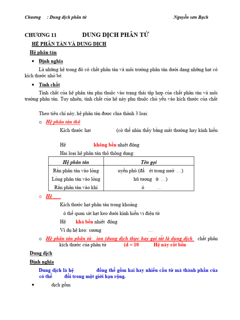 Chuong 11-Dung Dich Phân T | PDF