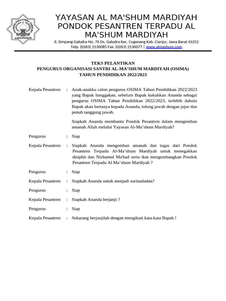 Pelantikan Pengurus OSIMA 2022/2023 | PDF | Karier & Perkembangan