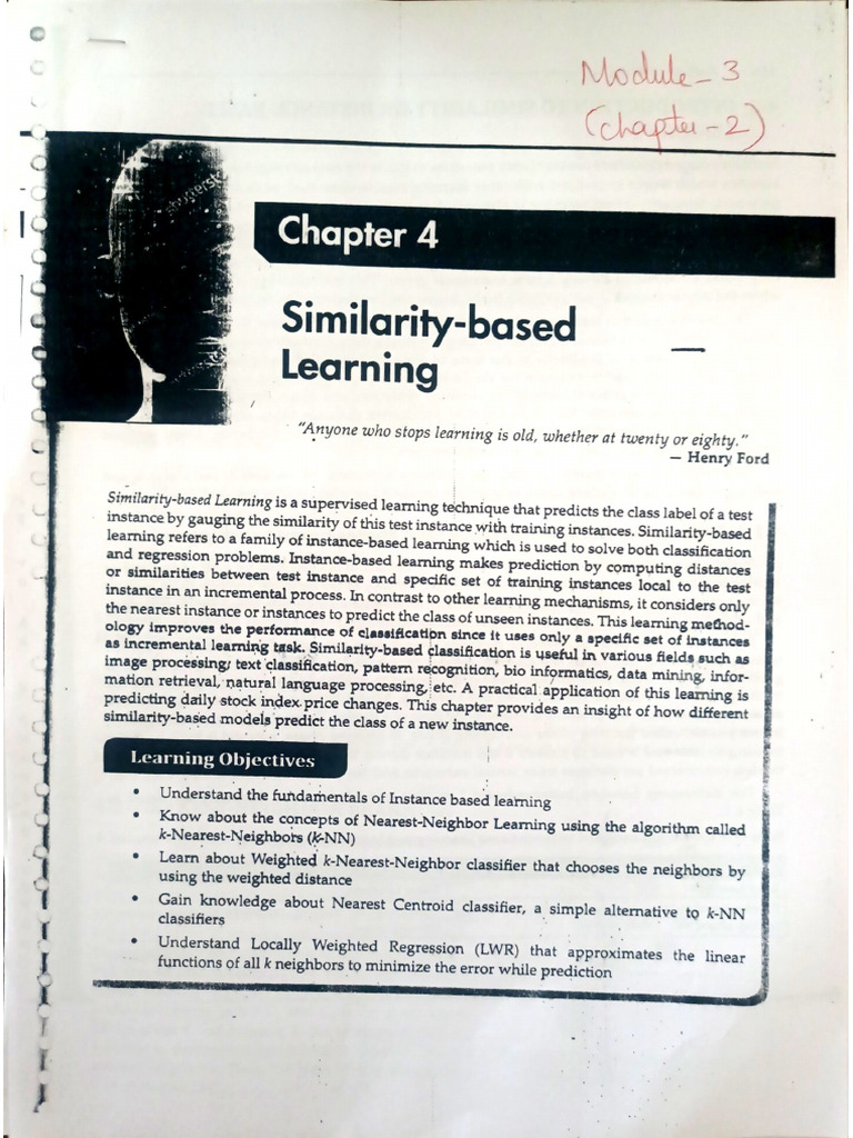 Text Book 2 Module 4 Chapter 3-Similarity Based Learning | PDF