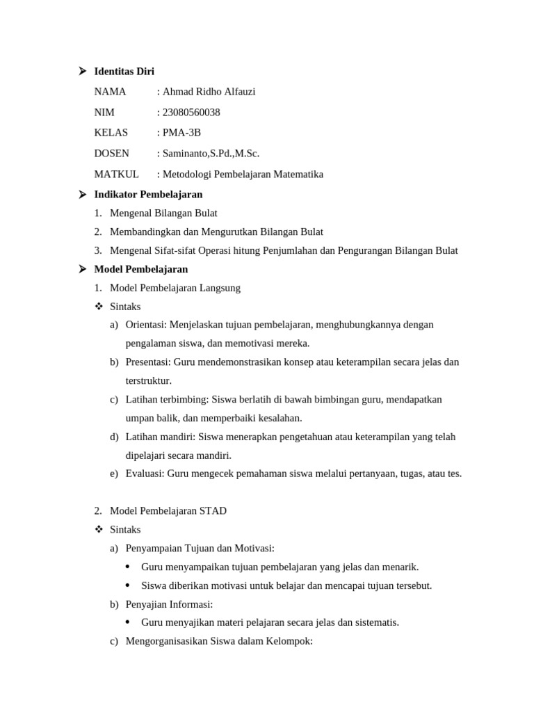 Ahmad Ridho Alfauzi - Metodologi Pembelajaran | PDF | Seni | Pengembangan Diri