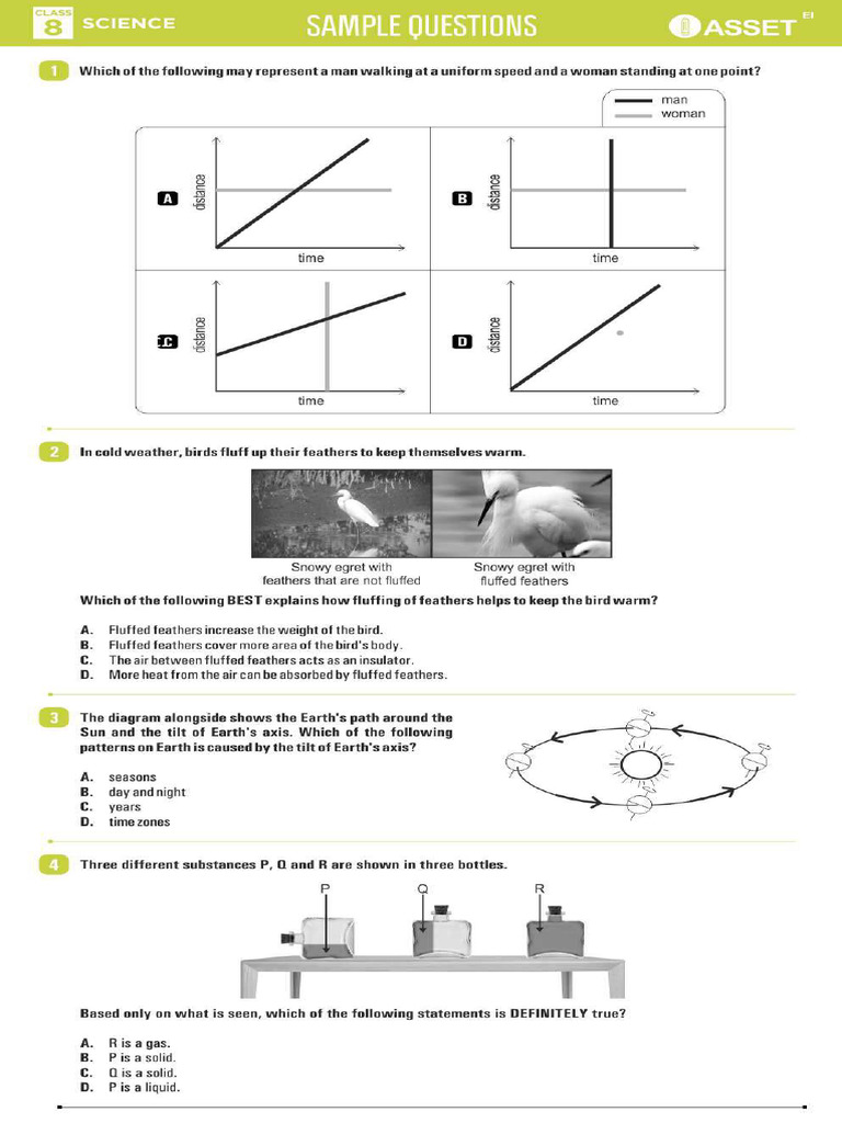 ASSET Science Sample Papers Class 8 | PDF