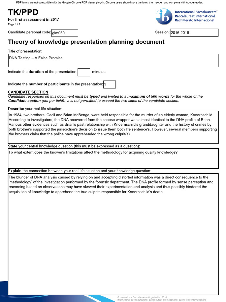 Tok Final PPD | PDF | Knowledge | Dna Profiling