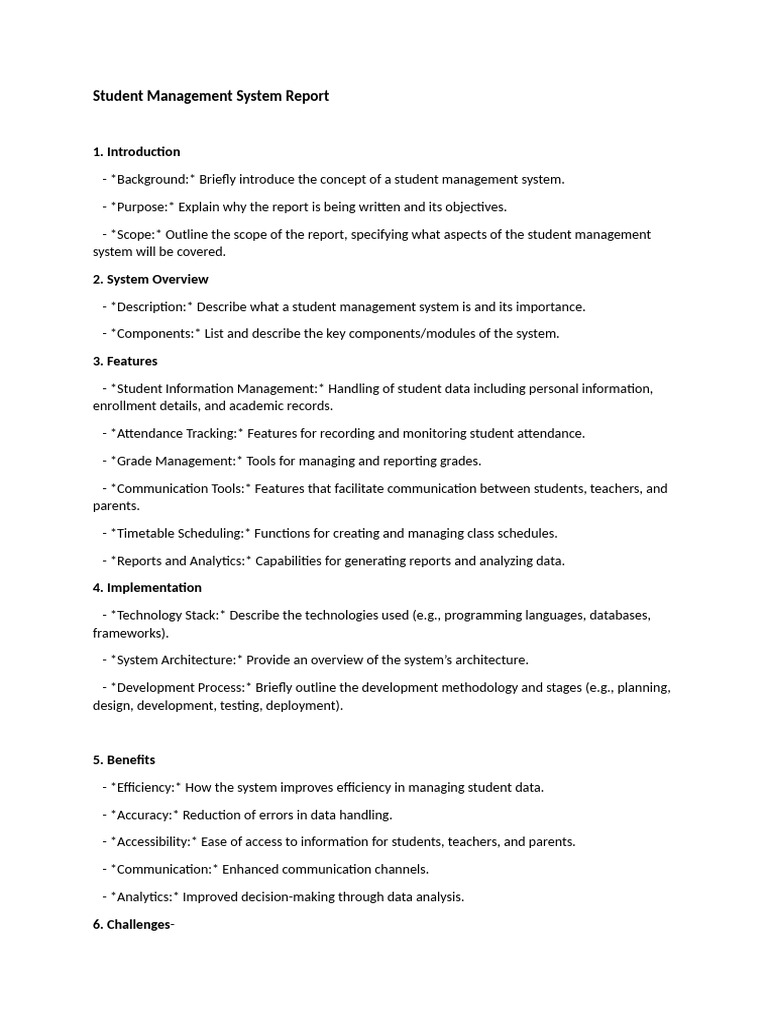 Student Management System Report | PDF | System | Analytics