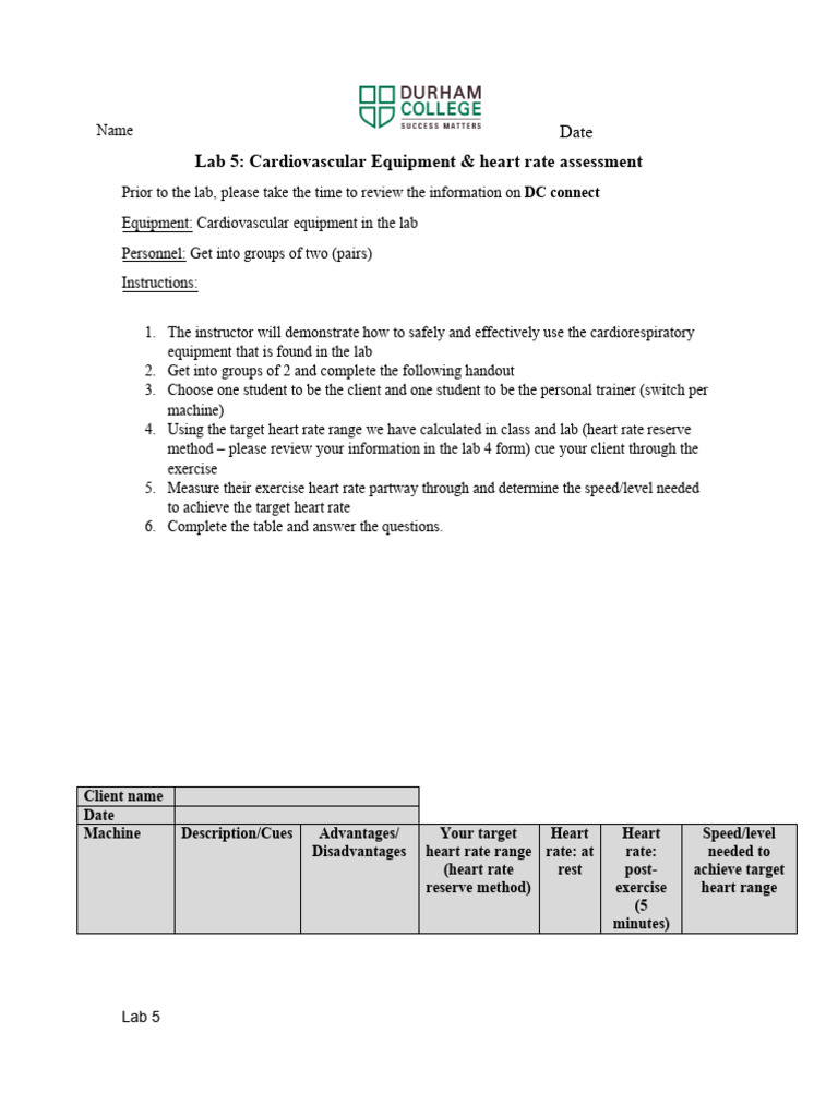 Cardiovascular Equipment & Heart Rate Lab | PDF | Heart Rate