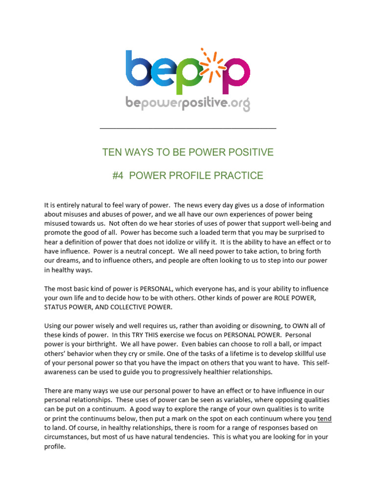 4 Try This-Power Profile | PDF | Cognition | Psychology