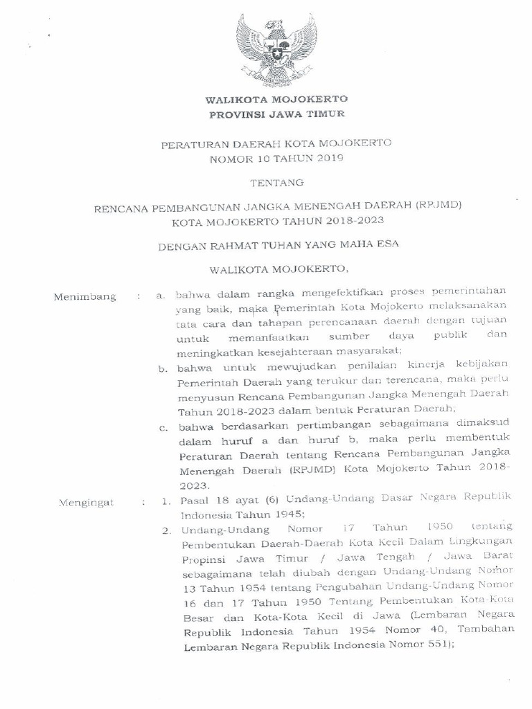 PERDA 2019 10 RPJMD - 2018 2023 - Opt 1 | PDF