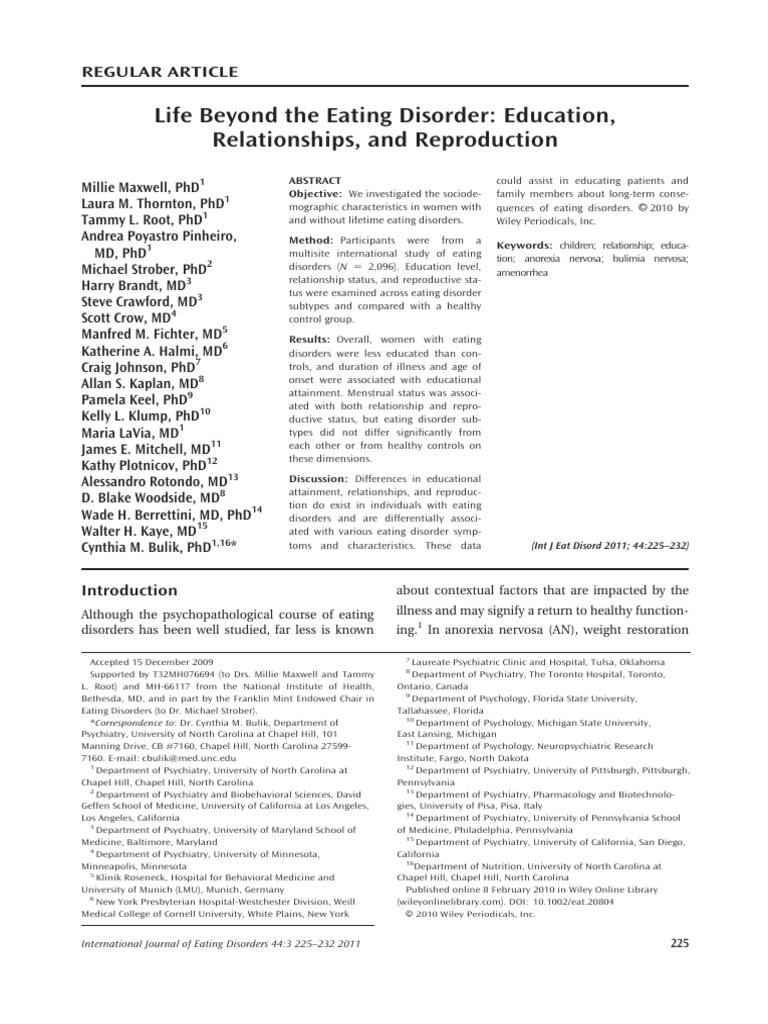 Life Beyond The Eating Disorder - Education, Relationships, and ...