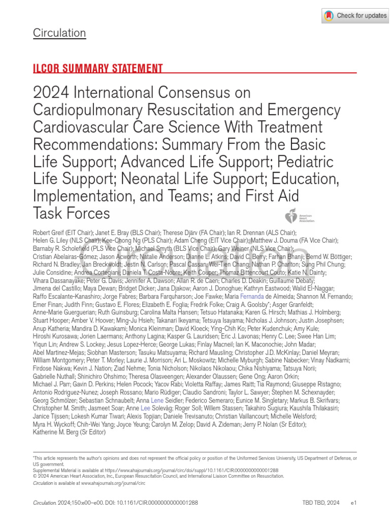 Ilcor Summary Statement: Circulation | PDF | Cardiopulmonary ...