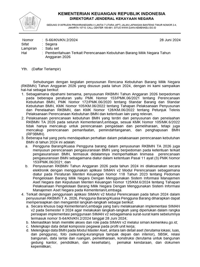 S-66 - KN - KN.2 - 2024 Pemberitahuan Terkait Perencanaan Kebutuhan ...