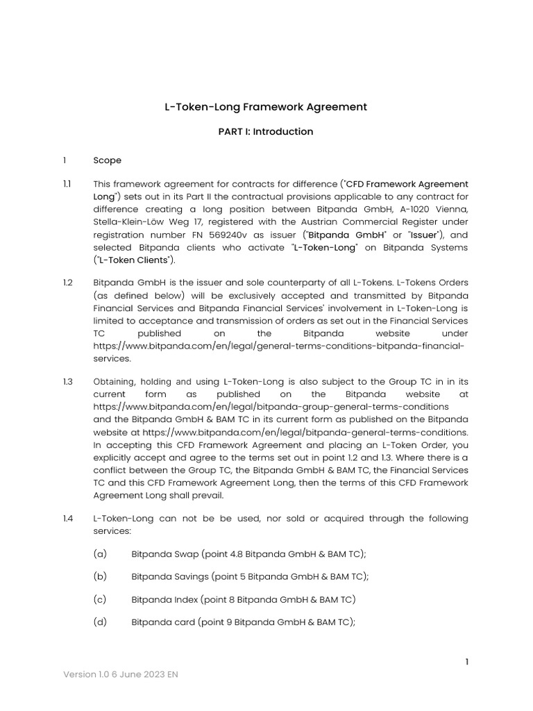 En L Token Long Framework Agreement 20230606 | PDF | Contract For ...