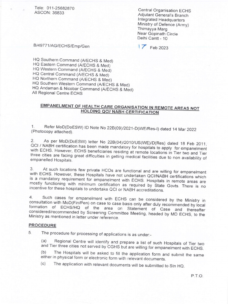 Empanelment of Health Care Organisation in Remote Areas Not Holding Qci ...