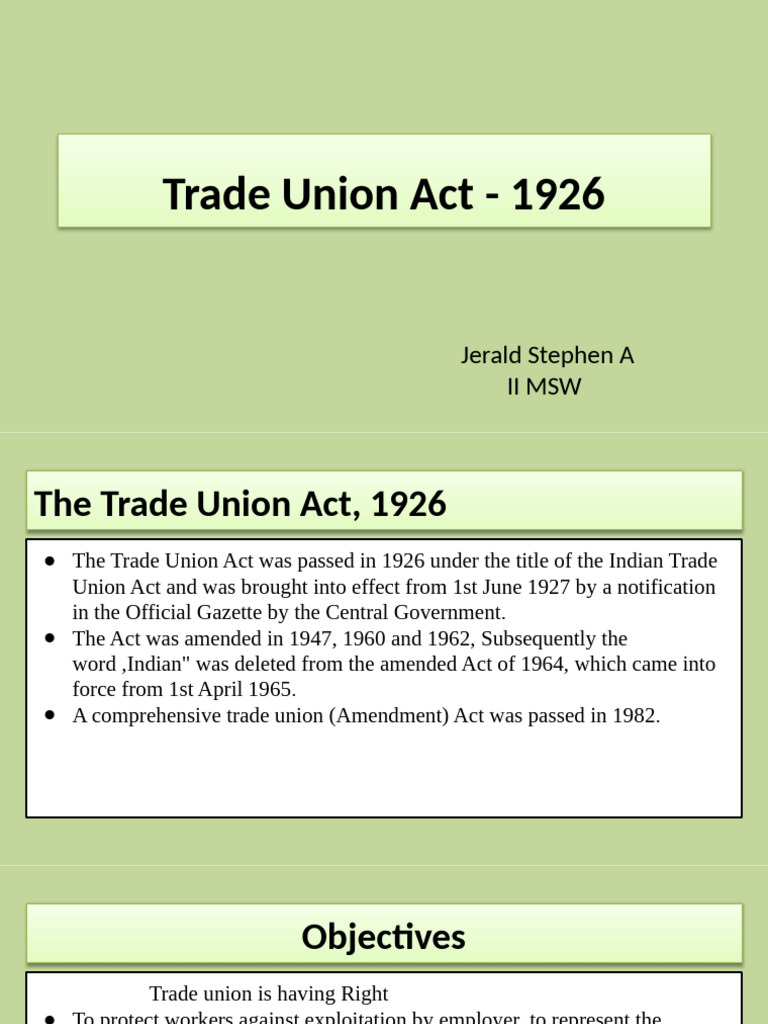 Overview of the Trade Union Act 1926 | PDF | Employment | Trade Union