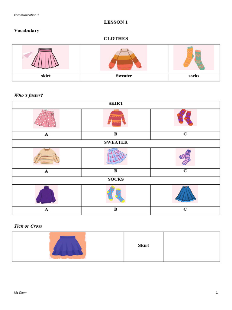 Clothing Vocabulary and Grammar Guide | PDF