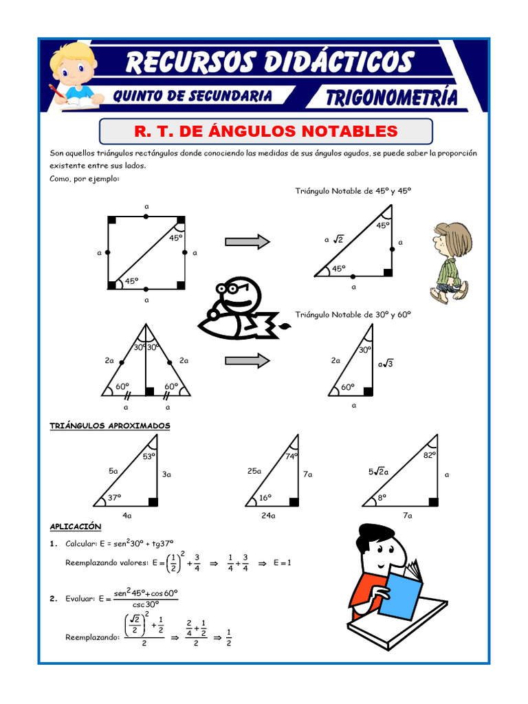 Razones Trigonométricas de Ángulos Notables para Quinto de Secundaria | PDF | Geometría ...