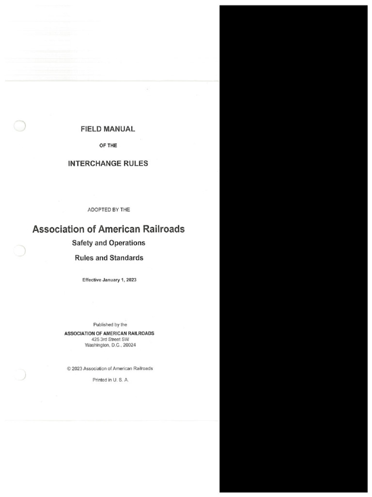 AAR Interchange Rules Field Manual 2023 | PDF | Tap (Valve) | Rail ...