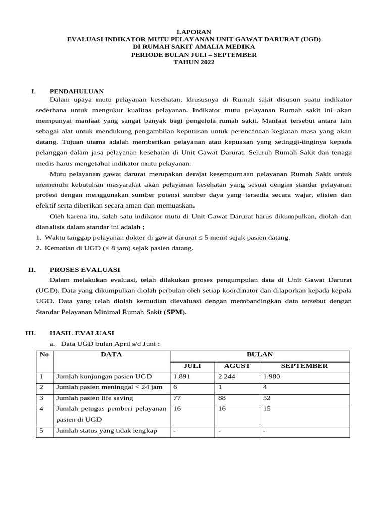 Evaluasi Mutu Pelayanan UGD RS Amalia | PDF | Sains & Matematika ...