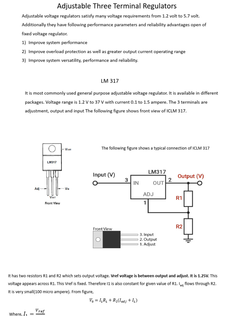Adjustable Three Terminal Regulators (IC LM 317, LM 337, LM723) | PDF ...