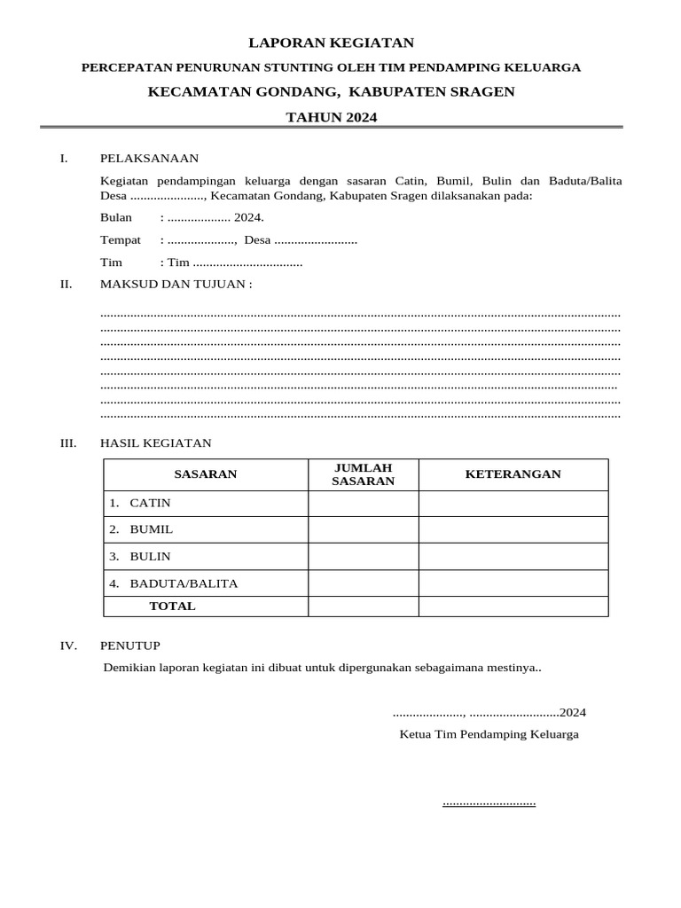 Laporan Kegiatan Pendampingan TPK Desa | PDF